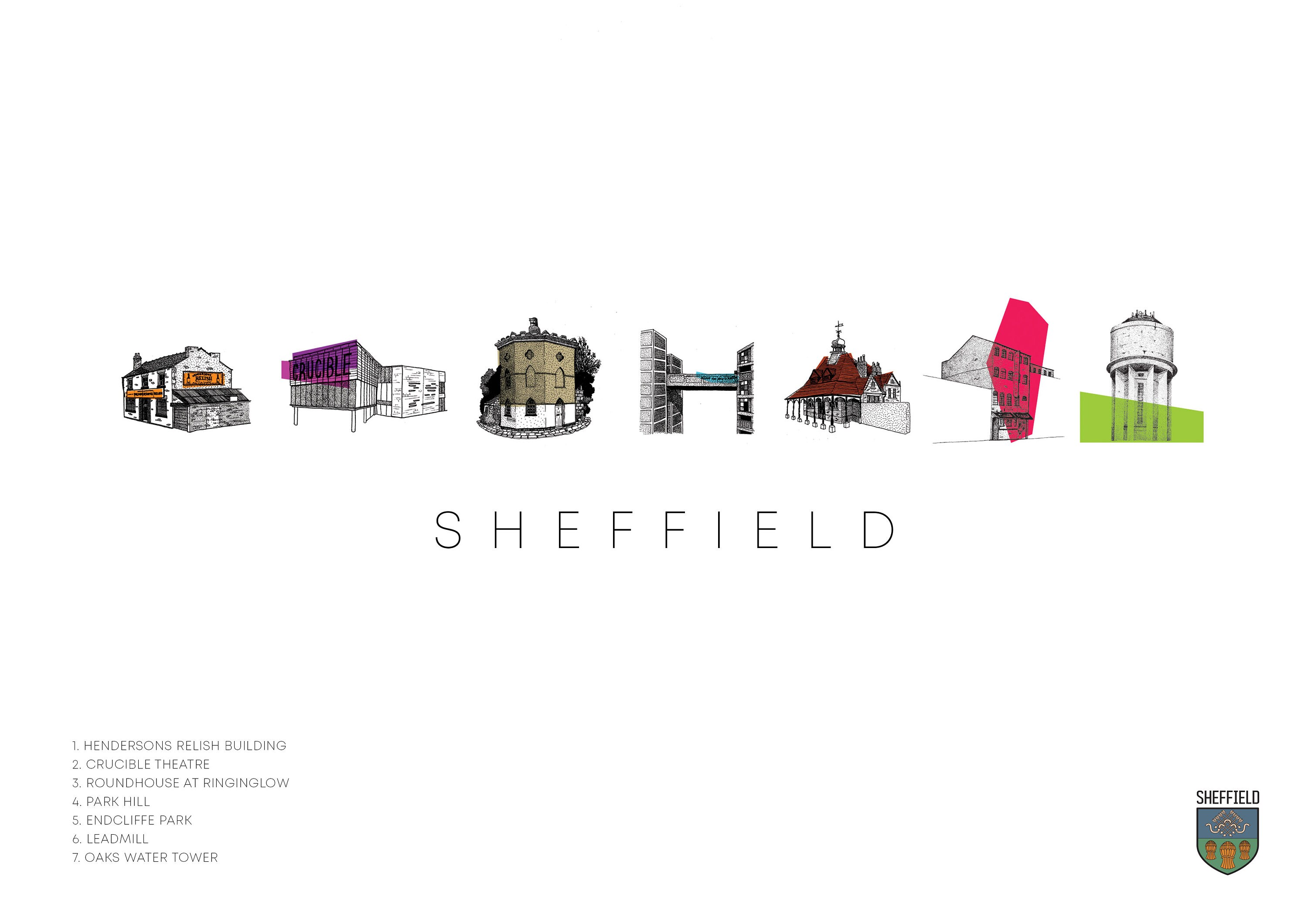 Sheffield Art Print, Sheffield Landmarks Art Print, Hendos, Hendersons ...