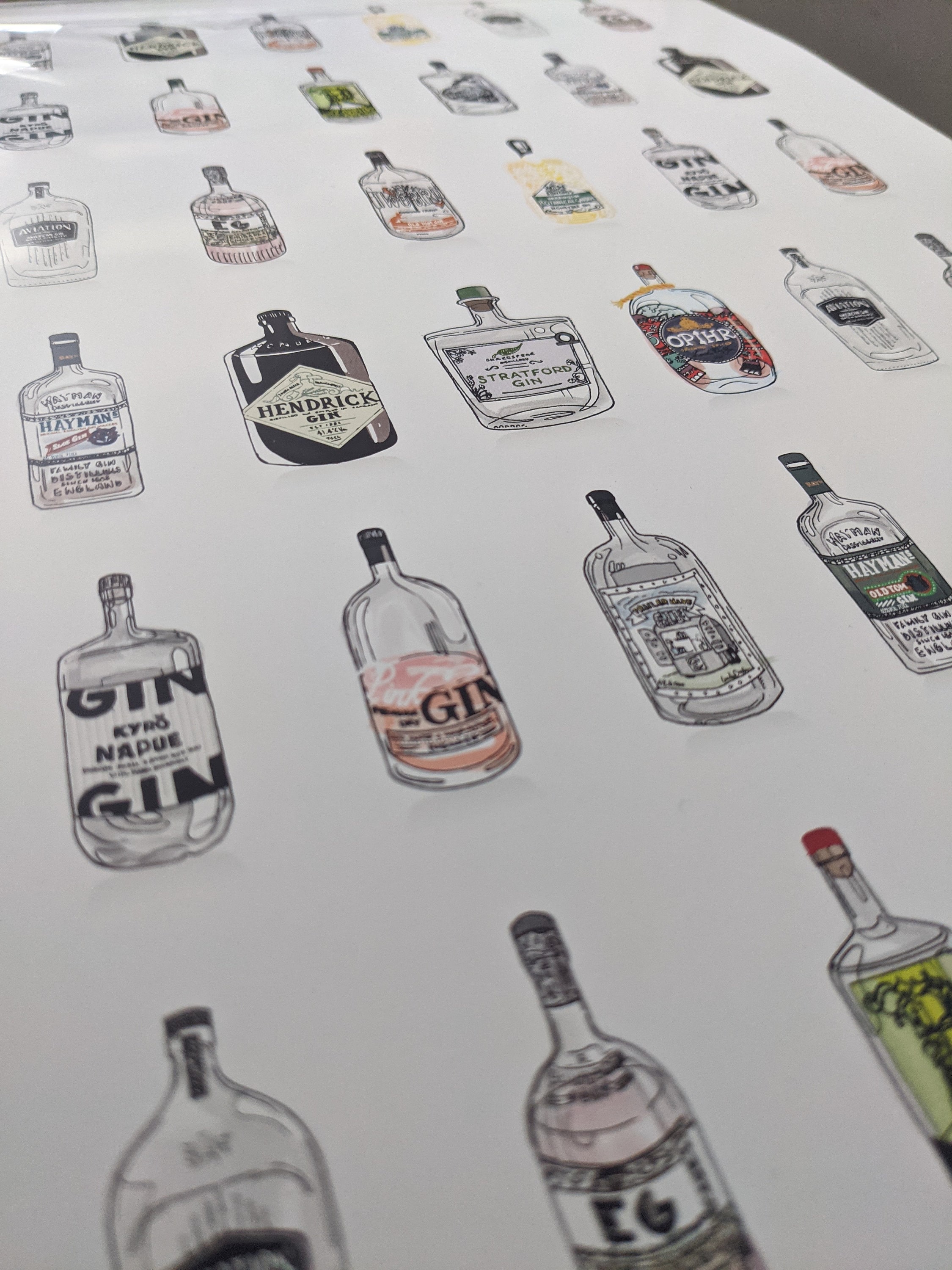 Gin A3 Art Print, Gin Artwork, Gin Poster, Gin Bottles Illustration ...