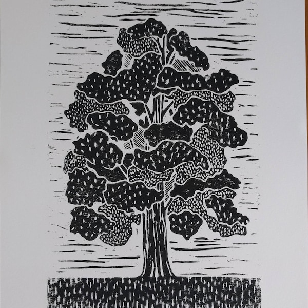 Trees Linocut - Etsy UK