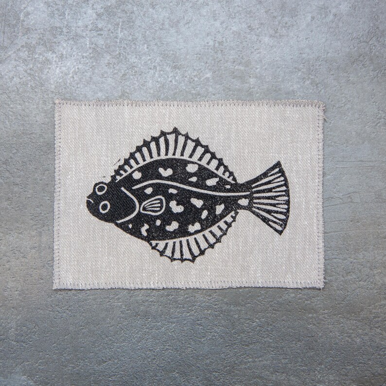 Block Print Flounder Patch: Sew-on or Iron-on Cotton Applique - Etsy