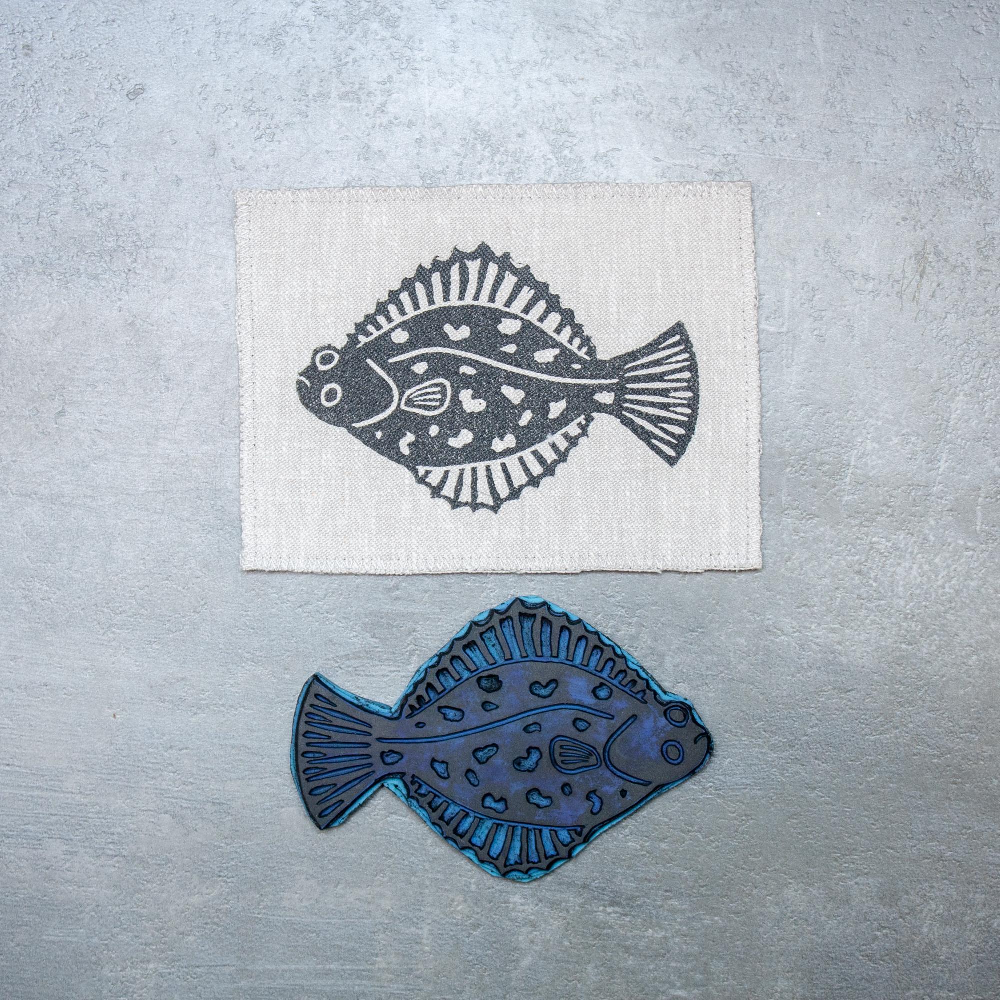 Block Print Flounder Patch: Sew-on or Iron-on Cotton Applique - Etsy