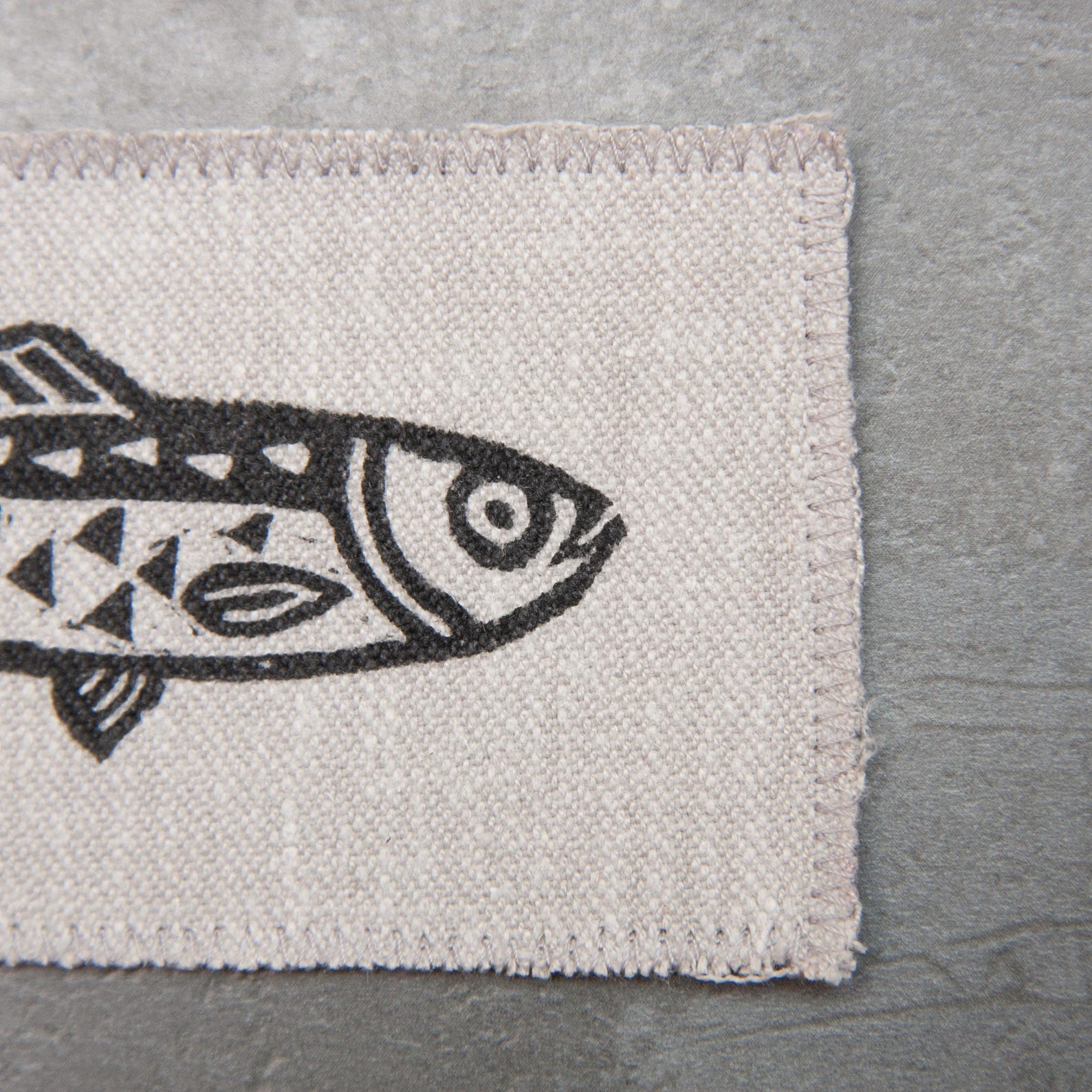 Block Print Anchovy Patch: Hand Stamped Cotton Applique, Iron-on or Sew ...