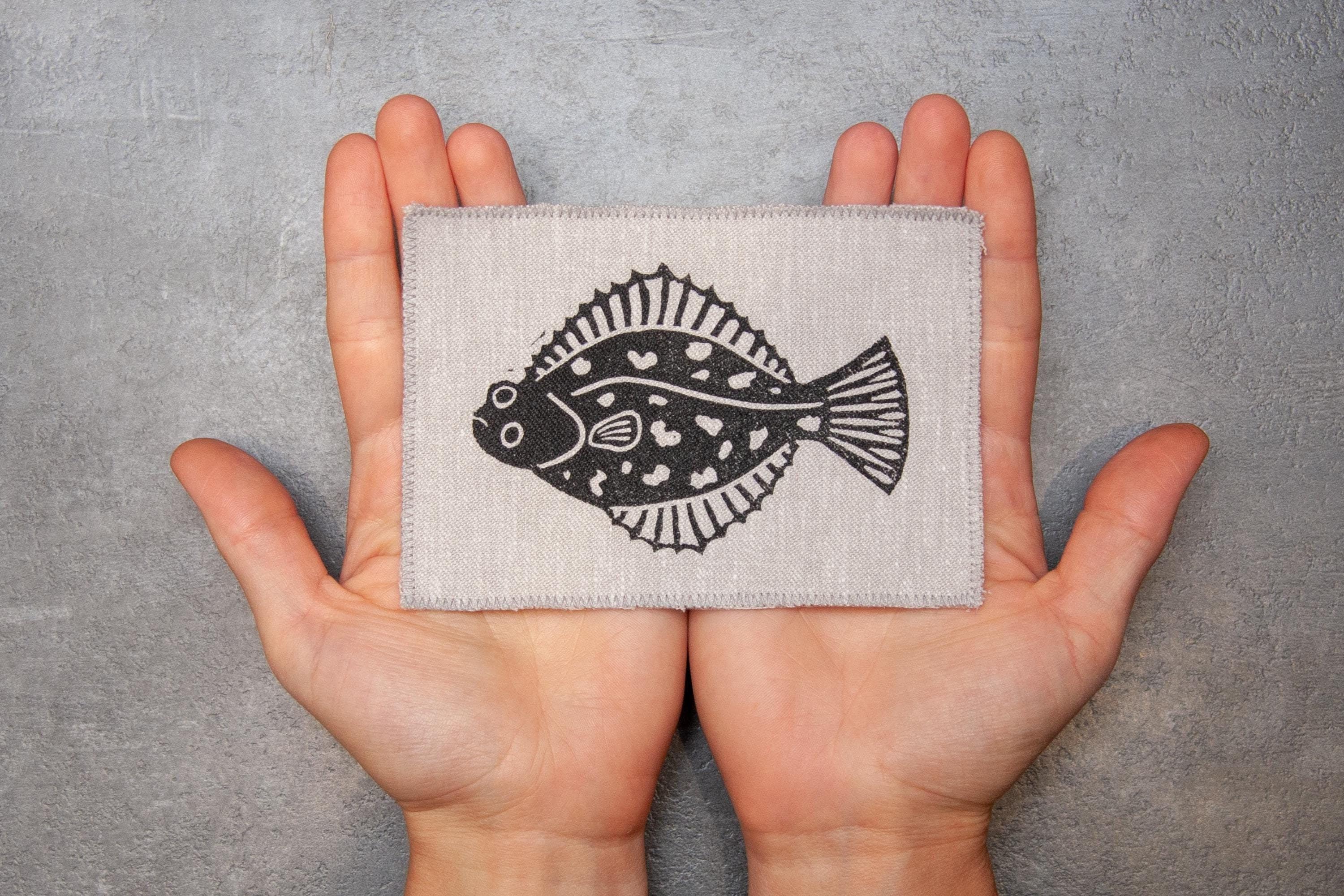 Block Print Flounder Patch: Sew-on or Iron-on Cotton Applique - Etsy