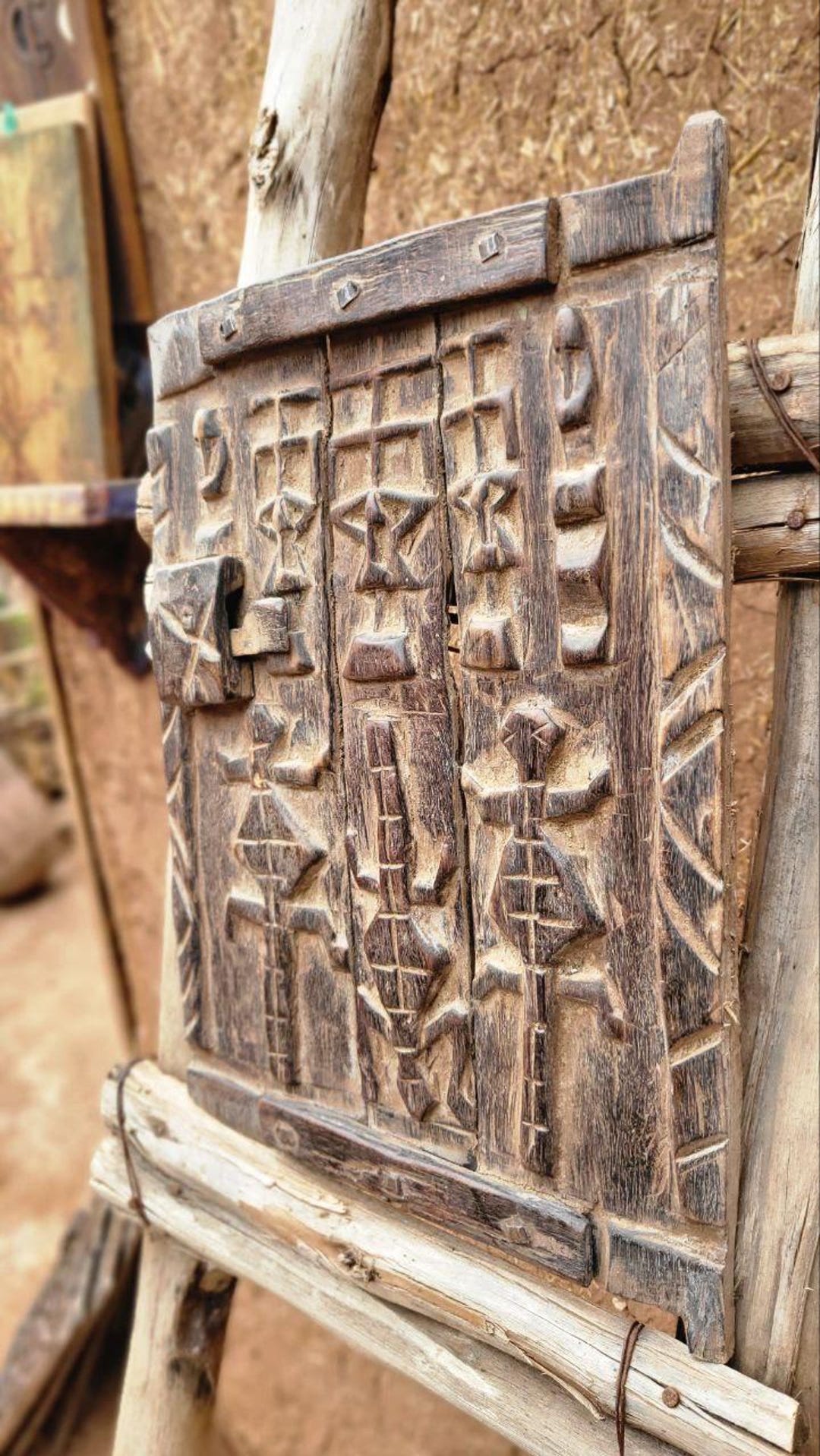 African Dogon Door Carved Wood Granary Door Tribal Mali Dogon Granary ...
