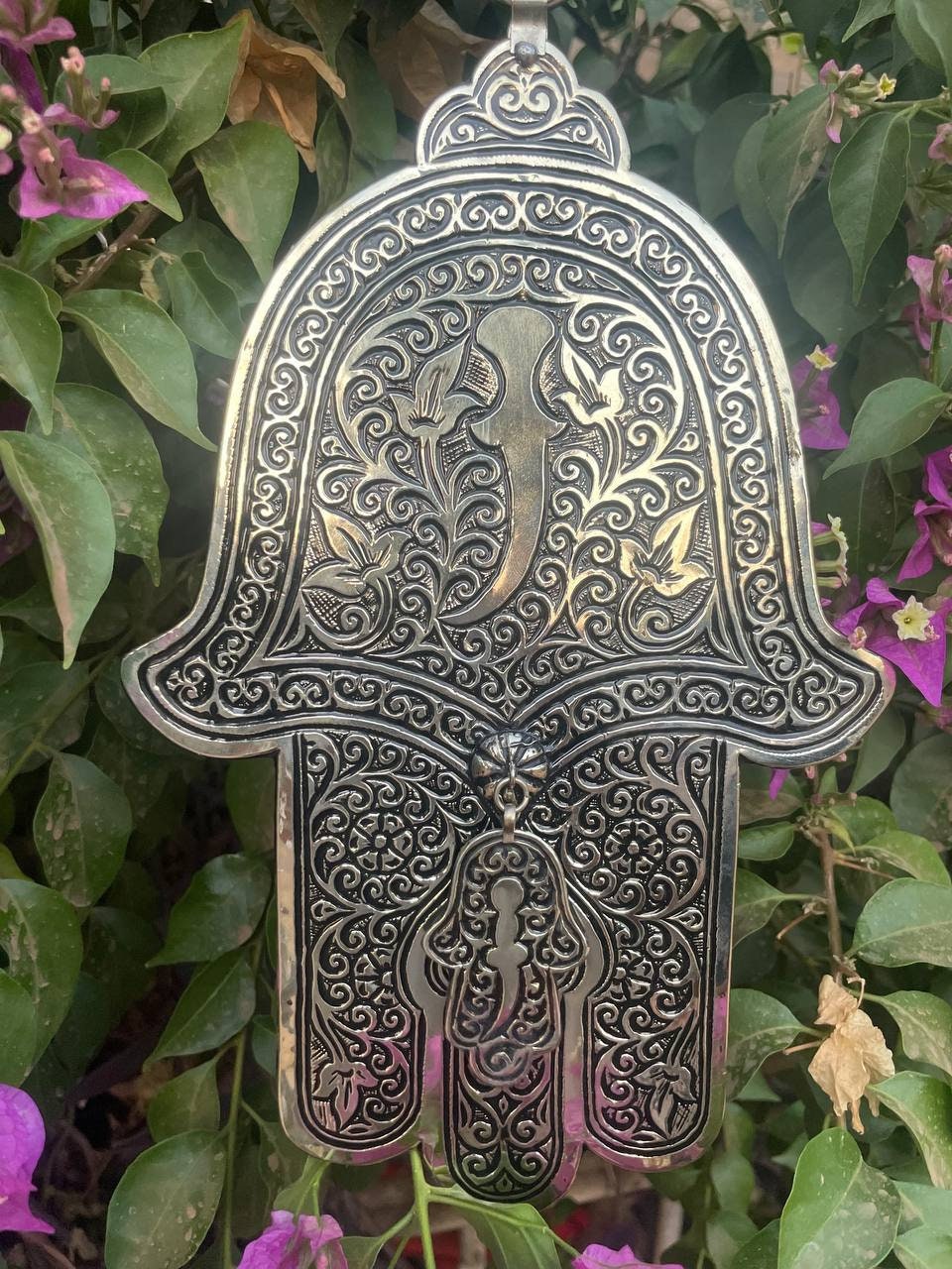 Khamsa Wall Decor, or Hand Fatima, Wall Hanging Hamsa, Metal Hamsa ...
