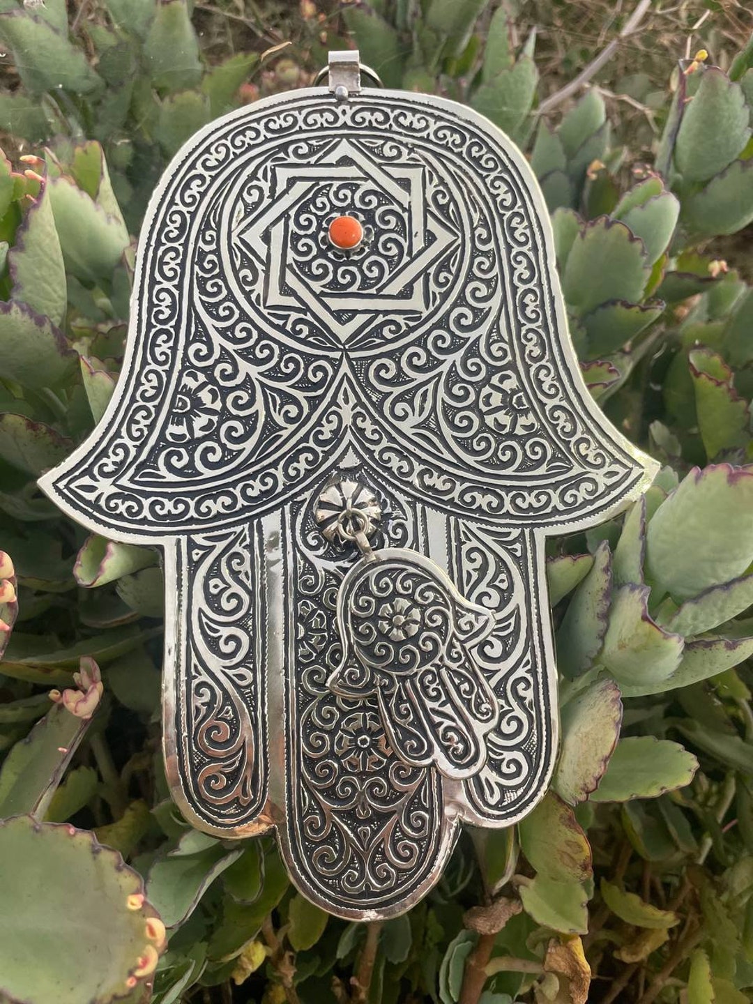 Khamsa Wall Decor, or Hand Fatima, Wall Hanging Hamsa, Metal Hamsa ...