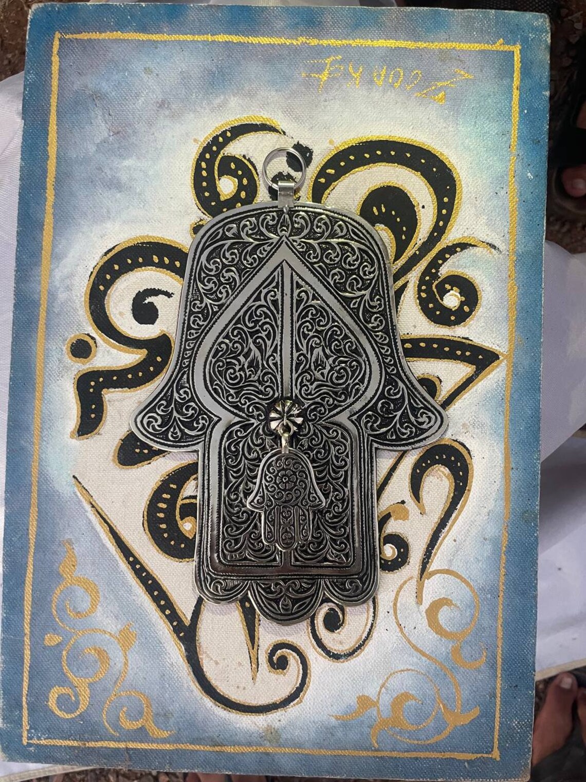 Khamsa Wall Decor, or Hand Fatima, Wall Hanging Hamsa, Metal Hamsa ...