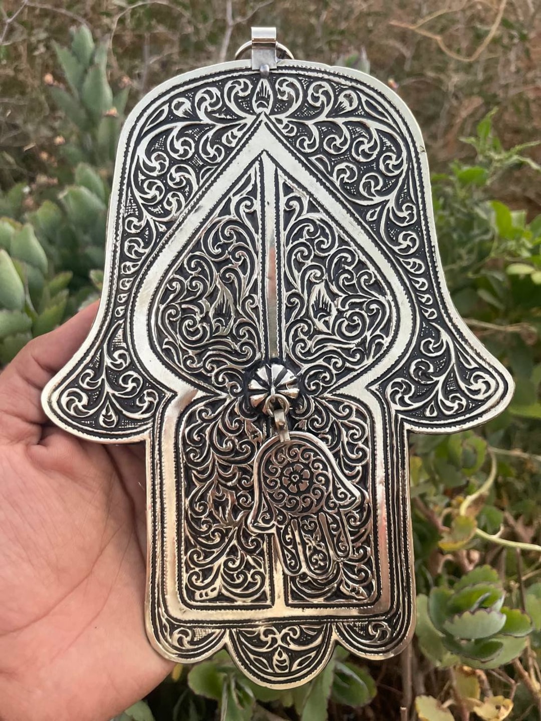 Khamsa Wall Decor, or Hand Fatima, Wall Hanging Hamsa, Metal Hamsa ...