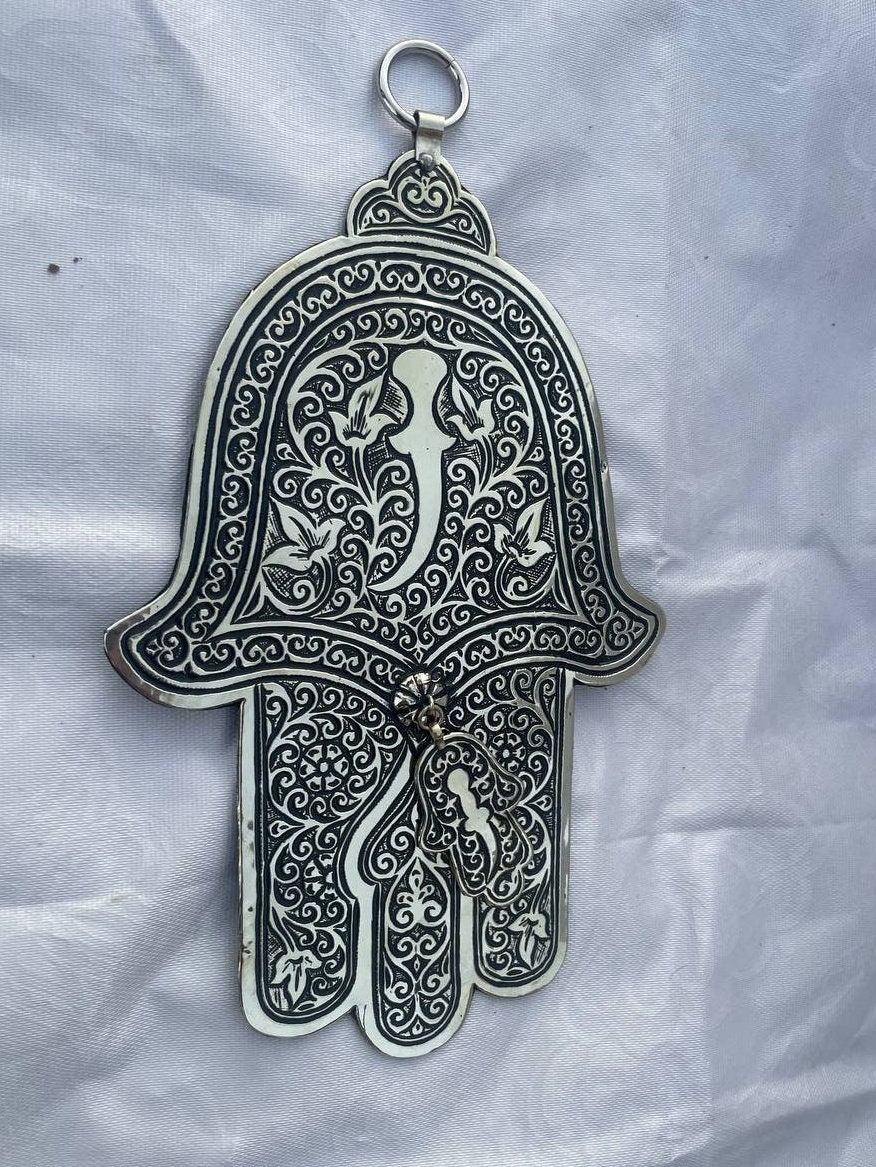 Khamsa Wall Decor, or Hand Fatima, Wall Hanging Hamsa, Metal Hamsa ...