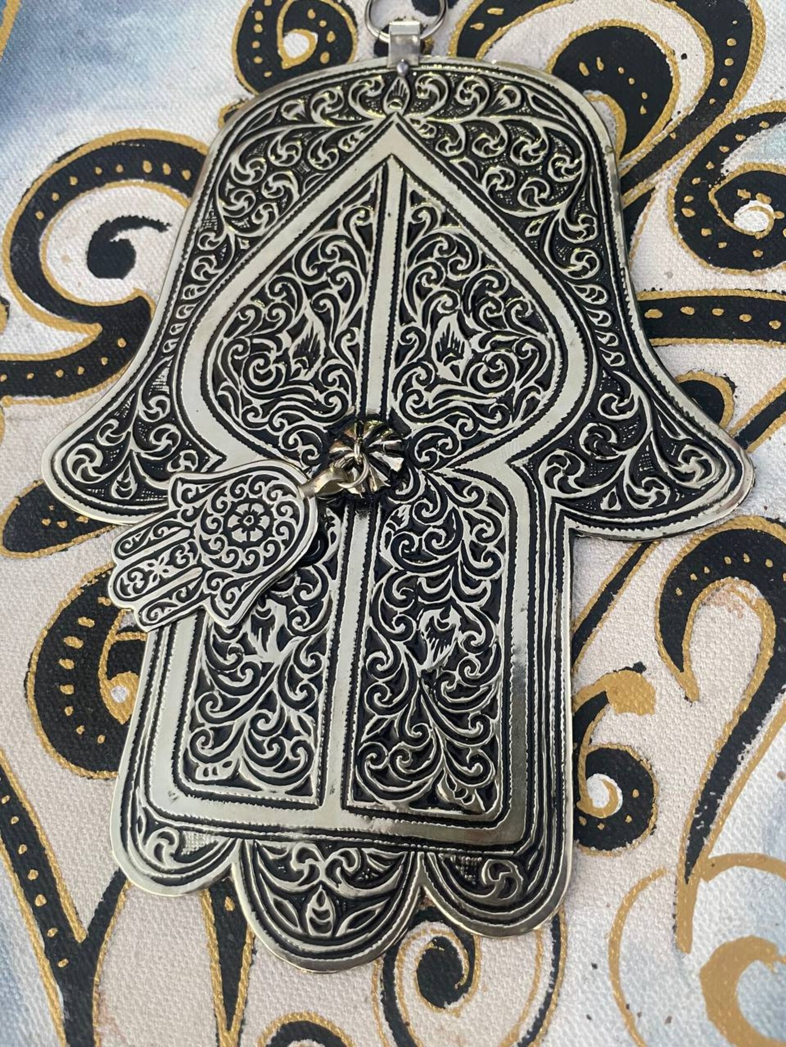 Khamsa Wall Decor, or Hand Fatima, Wall Hanging Hamsa, Metal Hamsa ...