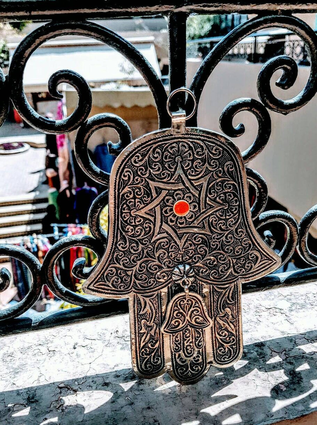 Khamsa Wall Decor, or Hand Fatima, Wall Hanging Hamsa, Metal Hamsa ...