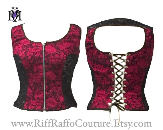 OBSESSED Zip Front Corset Style Top With Lace Side Panels | Etsy
