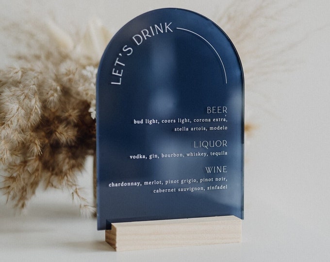 Blank Bar Menu Sign, Standing Wedding Menu Sign, WAVY Rectangle Top ...