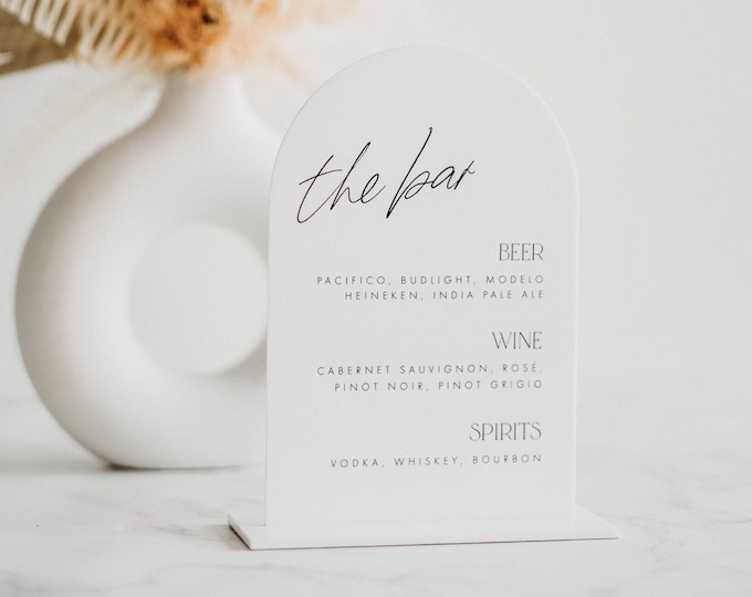 Blank Bar Menu Sign, Standing Wedding Menu Sign, WAVY Rectangle Top ...