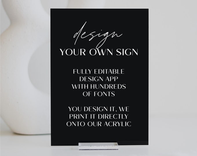 Custom Acrylic Sign / Painted Acrylic Signs / Painted Acrylic Wedding ...