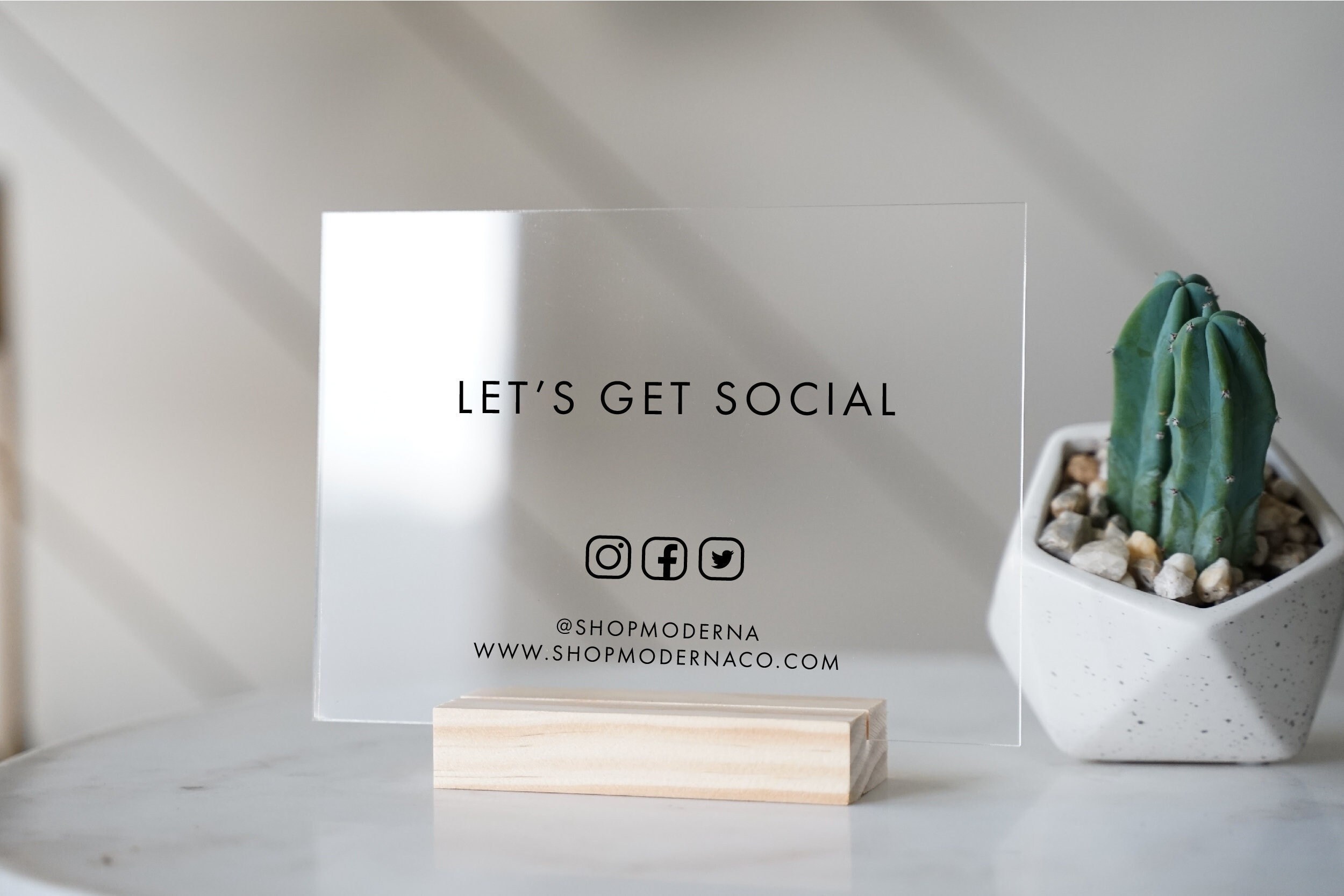 Social Media Acrylic Sign Black Text Let's Get Social | Etsy