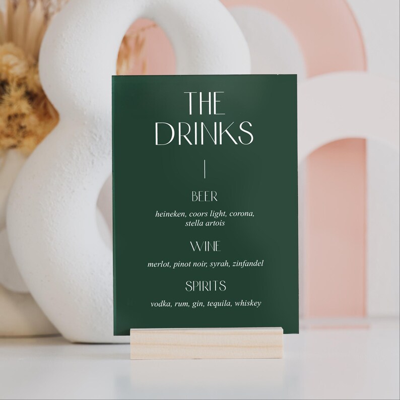 Drink Menu Sign | Minimalist Acrylic Menu Arch Sign | Wedding Menu ...