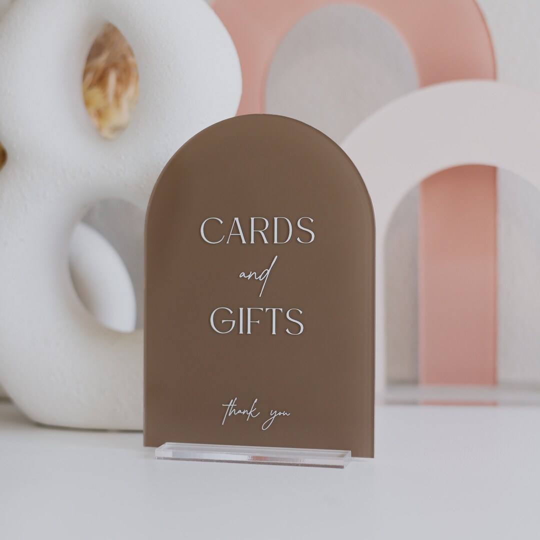 Cards & Gifts Arch Table Sign Gift and Cards Sign Modern Script Acrylic ...
