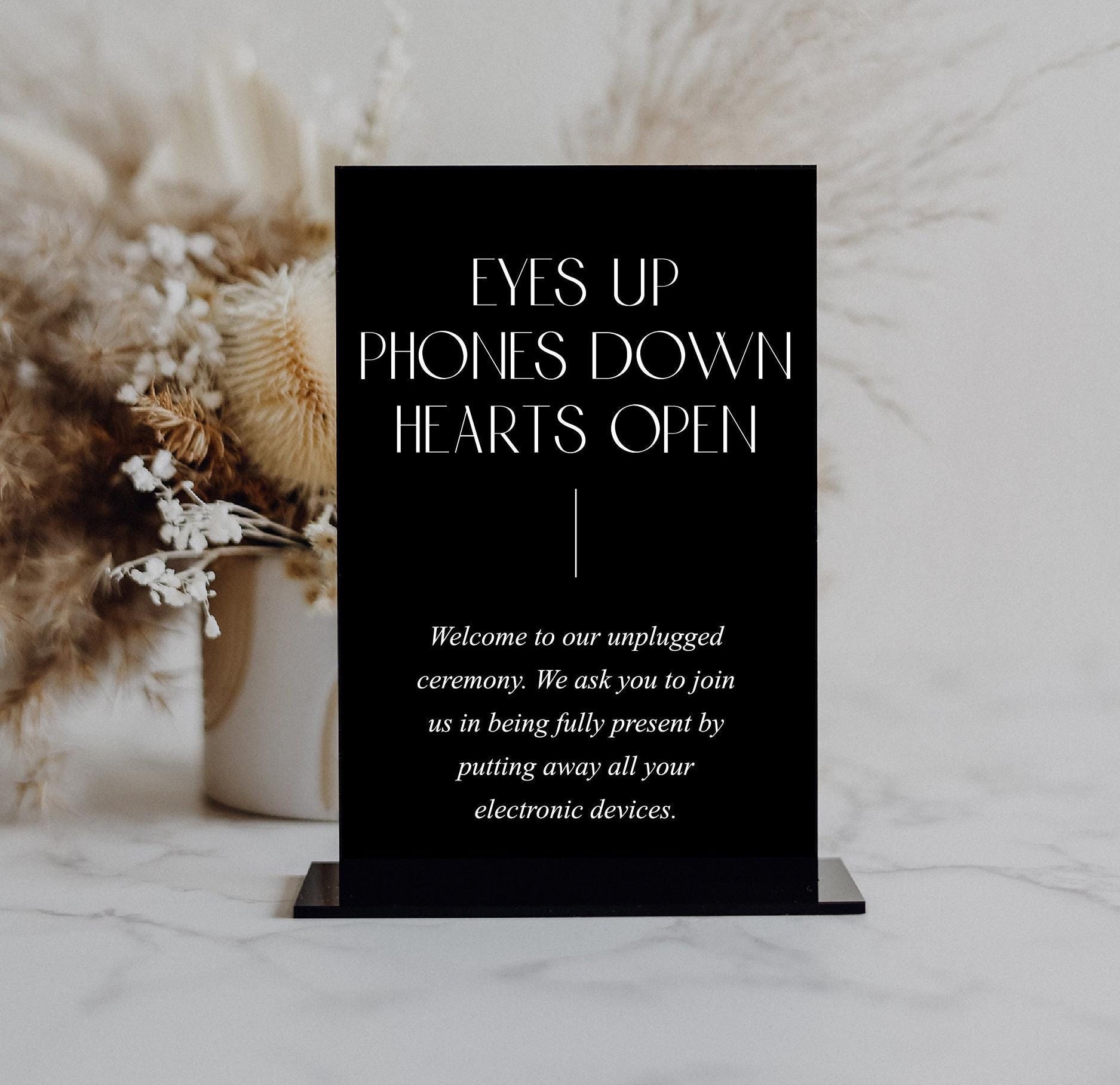 Unplugged Ceremony Acrylic Sign, Wedding Ceremony Sign, No Phones ...