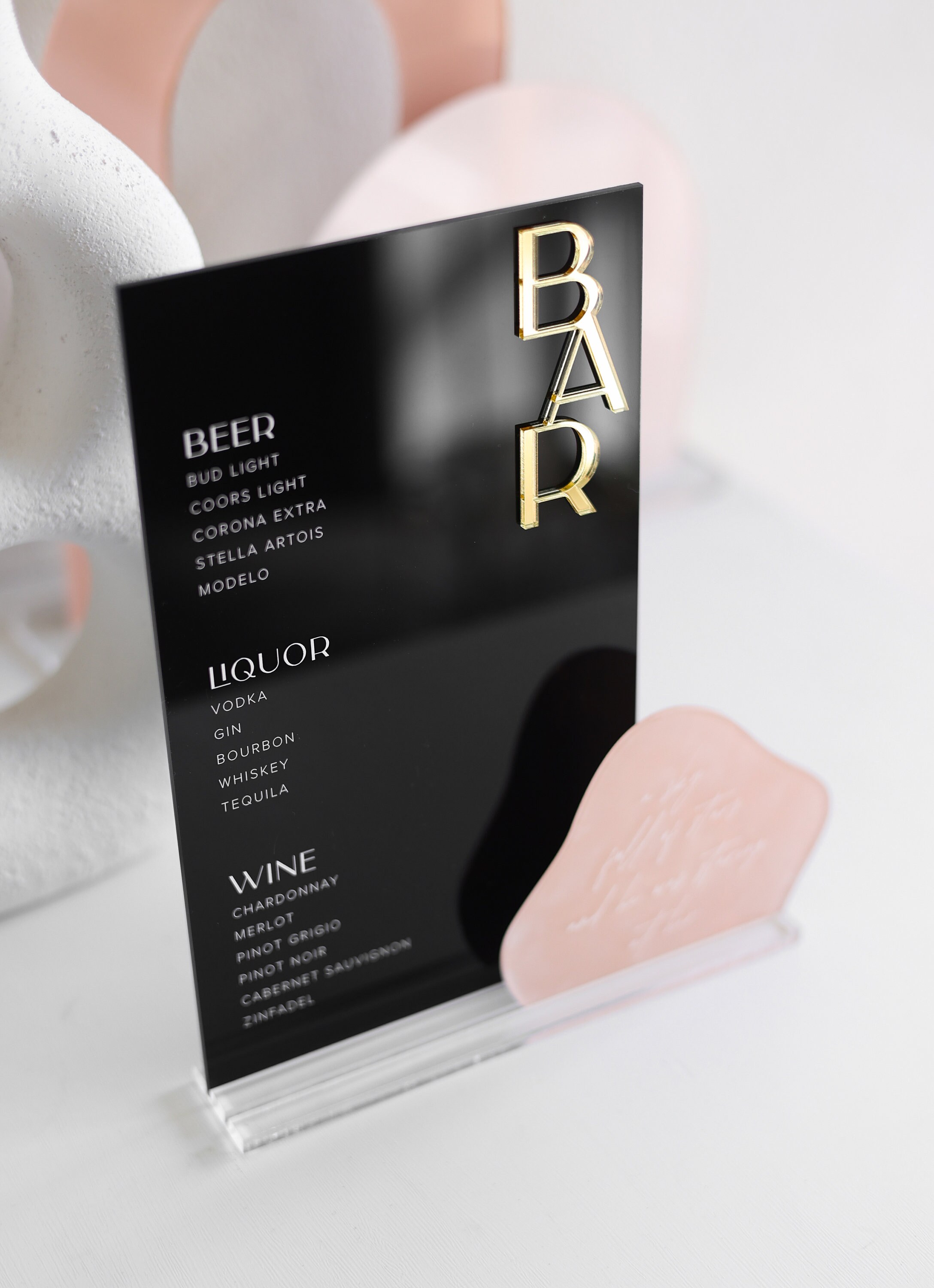 Custom Acrylic Bar Menu Sign, Wedding Bar Menu Sign, Drink Menu Wedding ...