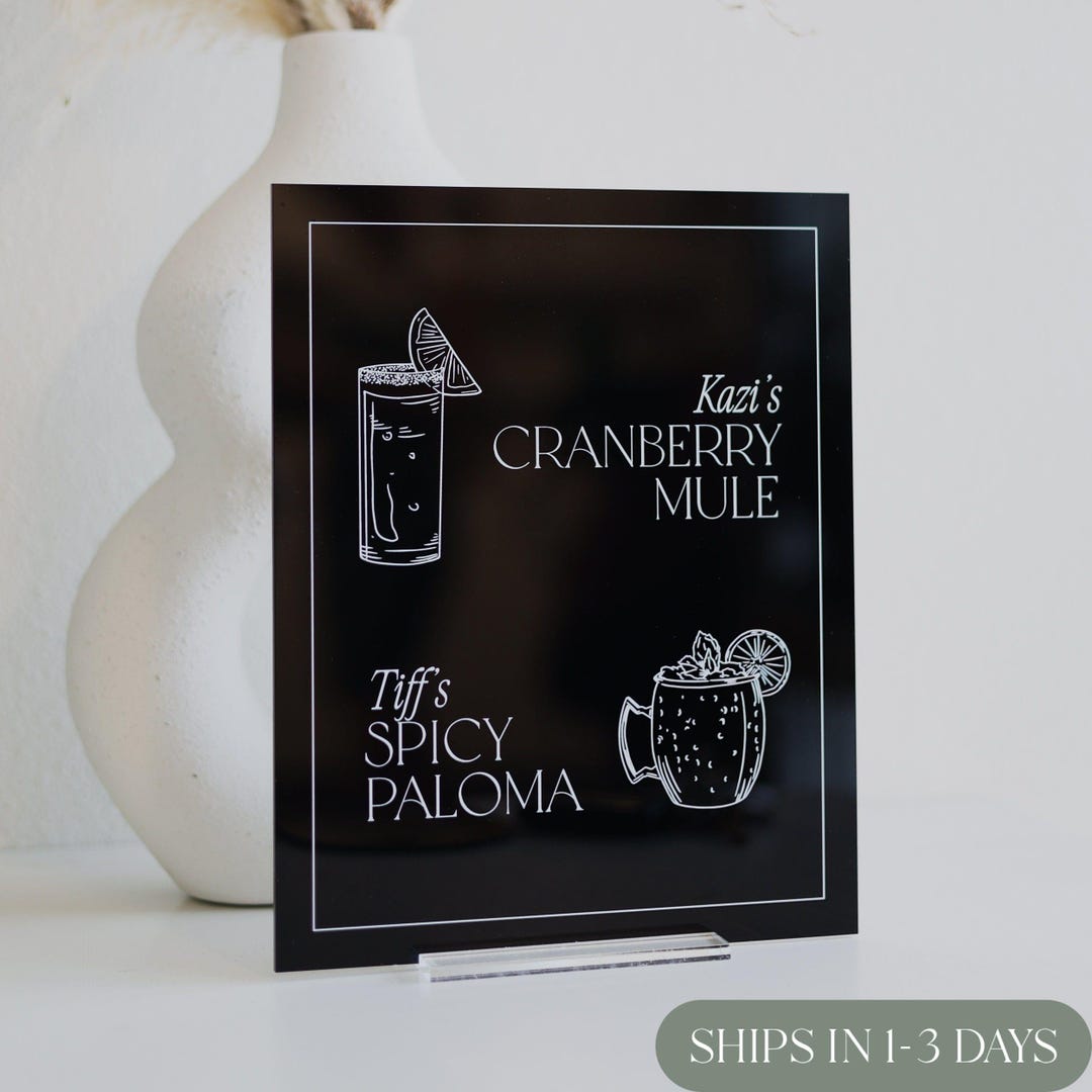 Signature Drink Bar Menu Sign Signature Cocktails Personalized Drinks ...