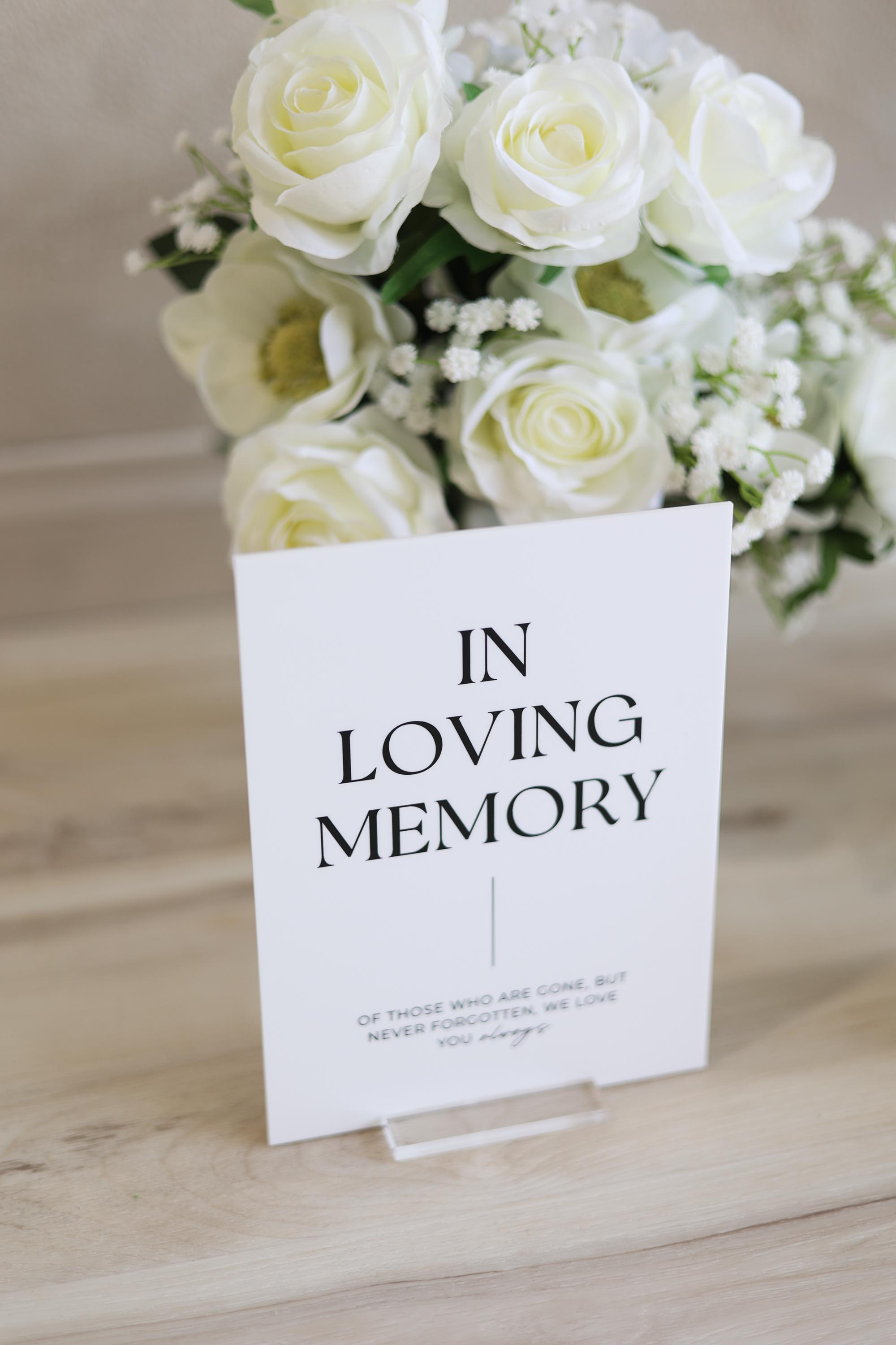 In Loving Memory Table Sign | in Memory Wedding Sign | Modern Script ...
