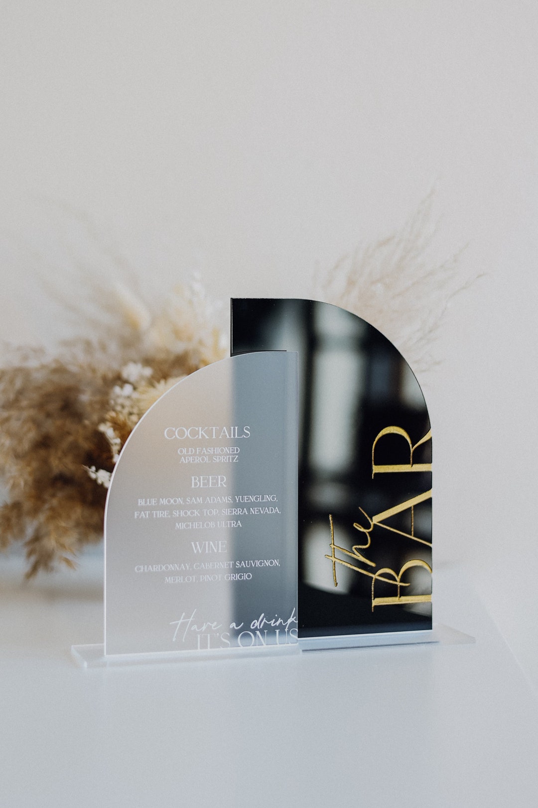 Double Arch Bar Menu Sign Personalized Drinks Custom Acrylic Bar Menu ...