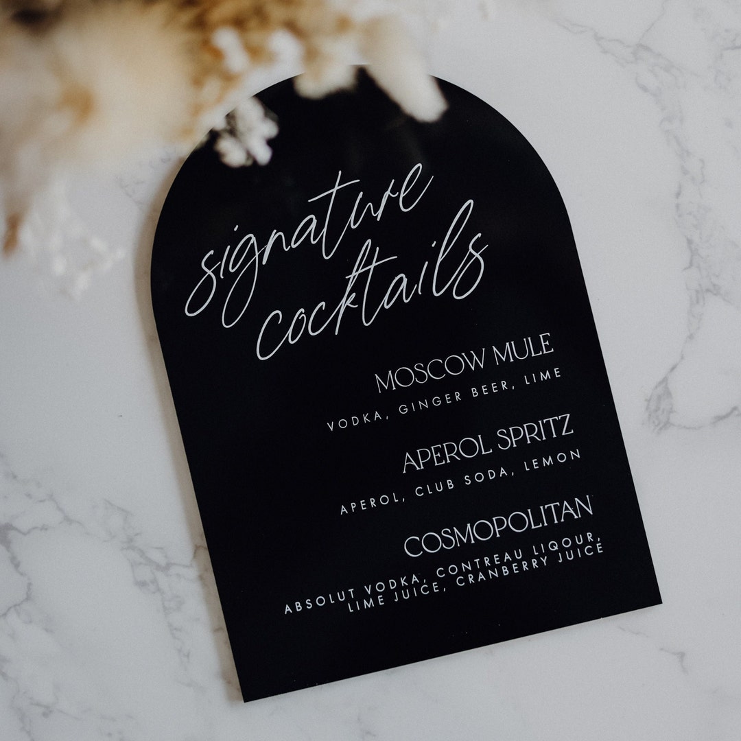 Signature Drink Bar Menu Sign | Signature Cocktails Personalized Drinks ...