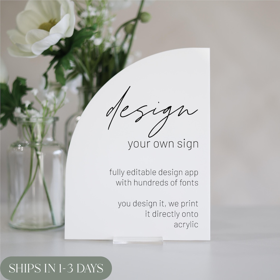 Custom Half Arch Text Acrylic Sign - Small Acrylic Business Signs ...