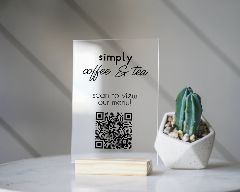 QR Code Acrylic Display Sign With Base Social Media Menu | Etsy