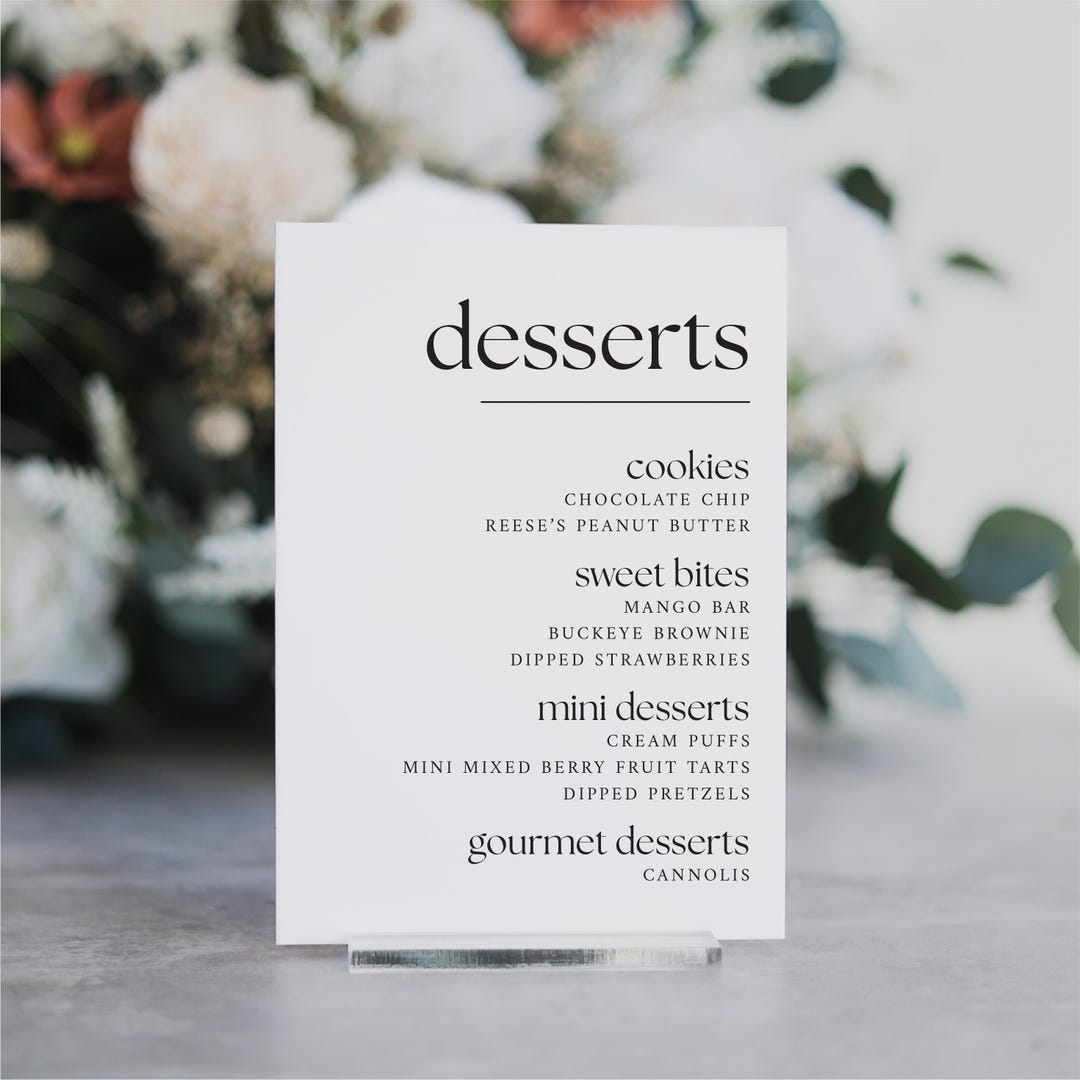 Dessert Table Sign Sweets Wedding Sign Modern Script Acrylic Wedding ...