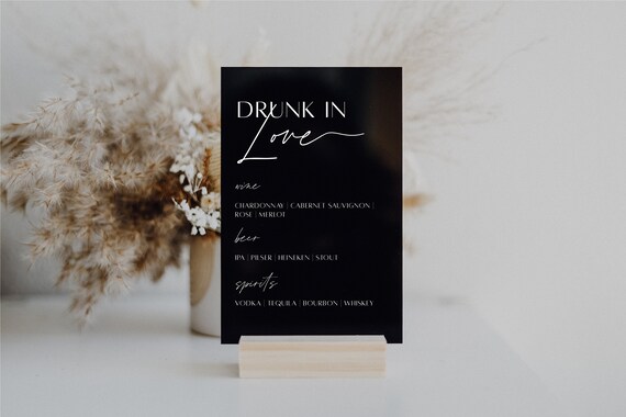Drunk in Love Bar Menu Sign Personalized Drinks Custom - Etsy