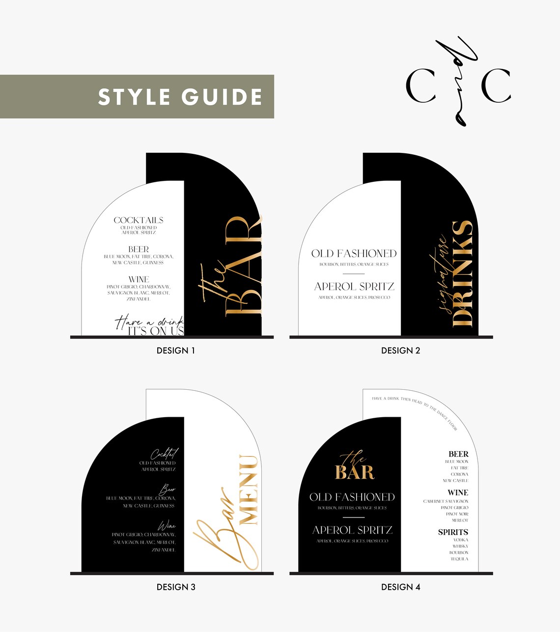 Double Arch Bar Menu Sign Personalized Drinks Custom - Etsy