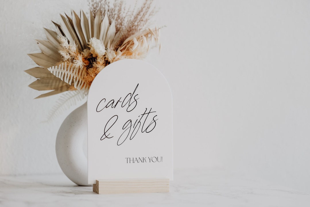 Cards & Gifts Arch Table Sign Gift and Cards Sign Modern Script Acrylic ...