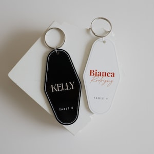 Motel Keychain Place Cards Acrylic - Retro Acrylic Place Cards - Hotel ...