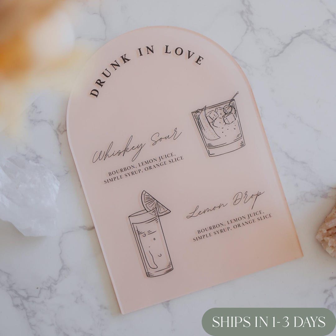 Signature Drink Bar Menu Sign Signature Cocktails Personalized Drinks ...