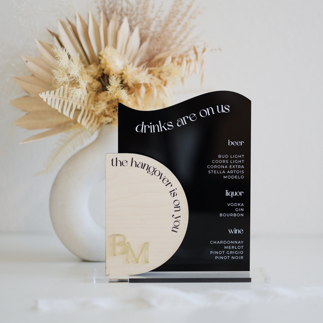 Layered 3D Bar Menu Sign Personalized Drinks Custom Acrylic Bar Menu ...