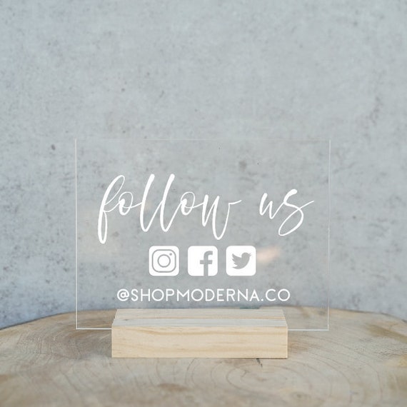 Social Media Hashtag Acrylic Sign Follow Us Acrylic Signs | Etsy