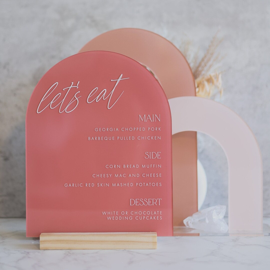 Wedding Menu Sign Minimalist Acrylic Menu Arch Sign Wedding Menu ...