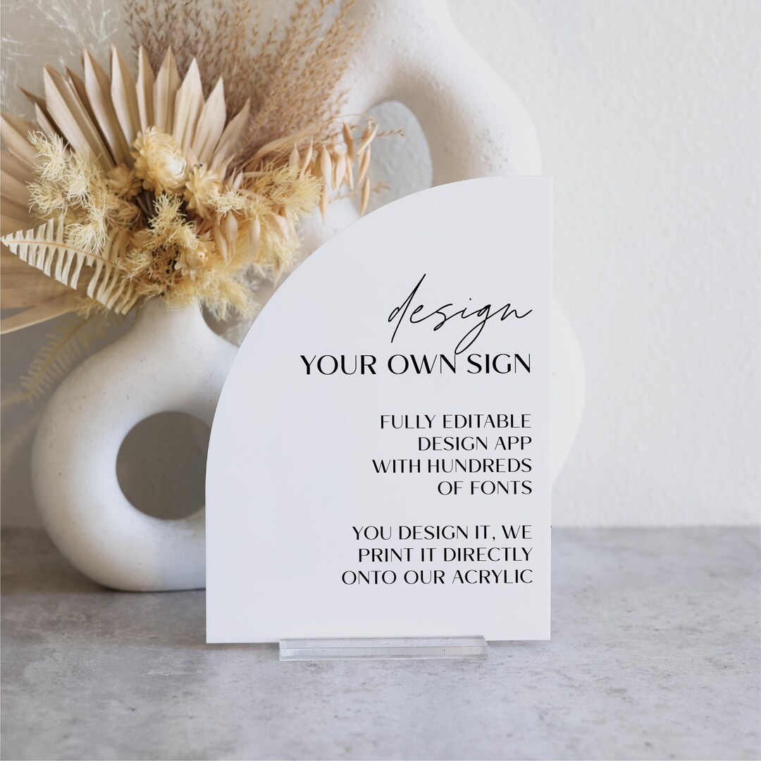 Custom Half Arch Text Acrylic Sign Small Acrylic Business Signs Signage ...