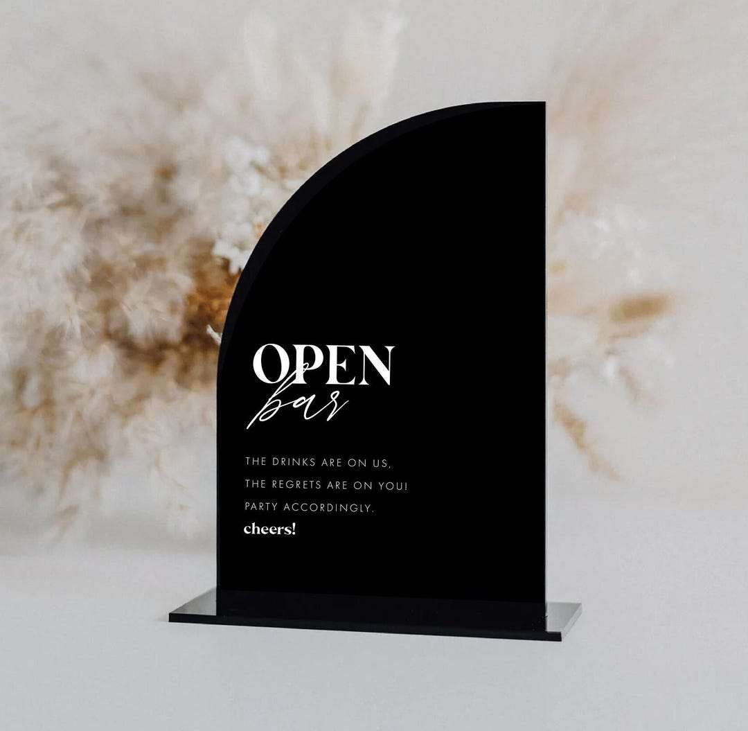 Open Bar Sign | Drinks Are on Us Sign | Custom Acrylic Bar Menu ...