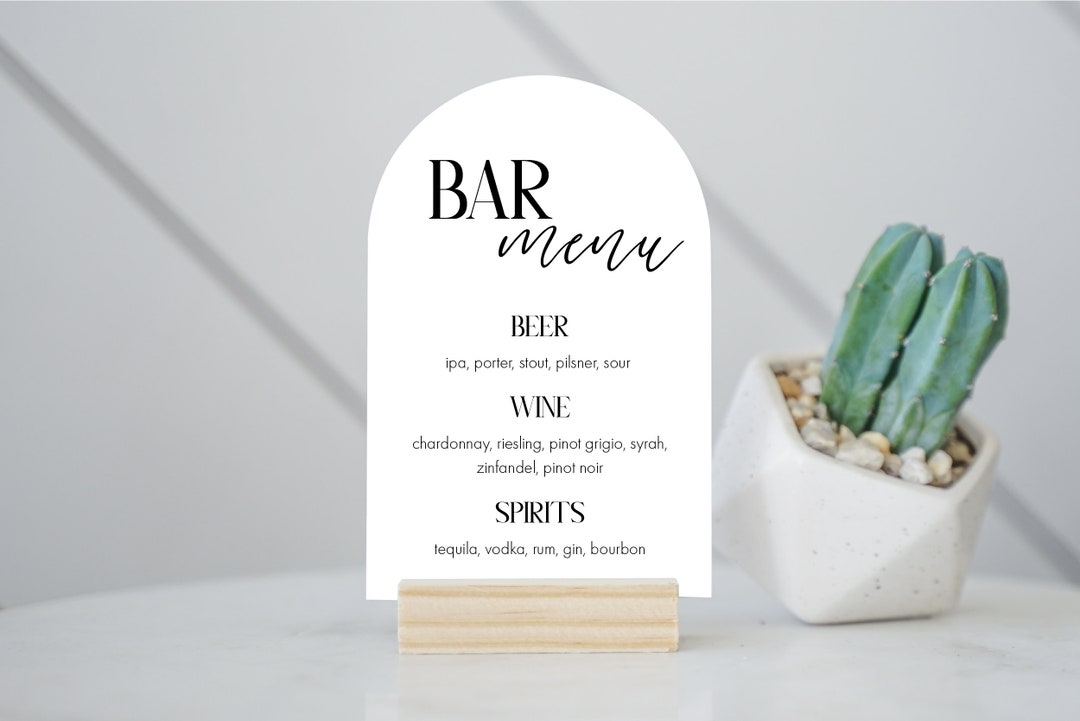 Bar Drink Menu Sign Personalized Drinks Custom Acrylic Bar Menu Wedding ...