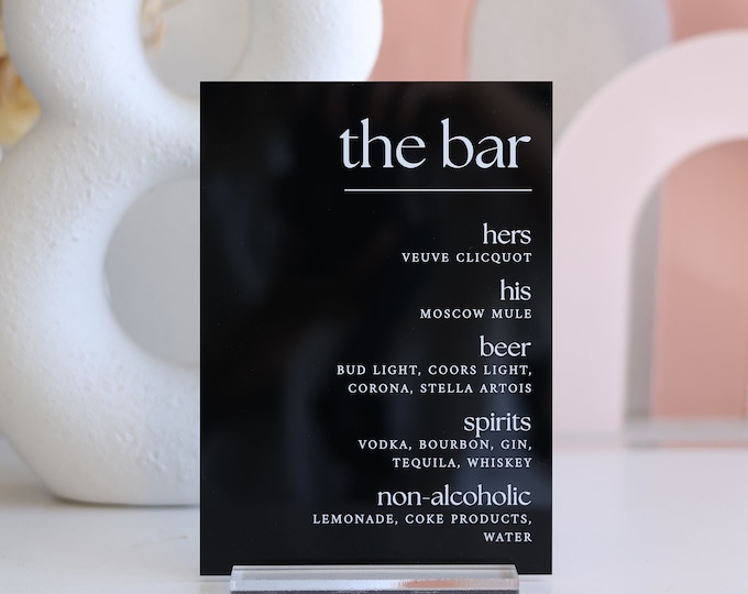 Blank Bar Menu Sign, Standing Wedding Menu Sign, WAVY Rectangle Top ...