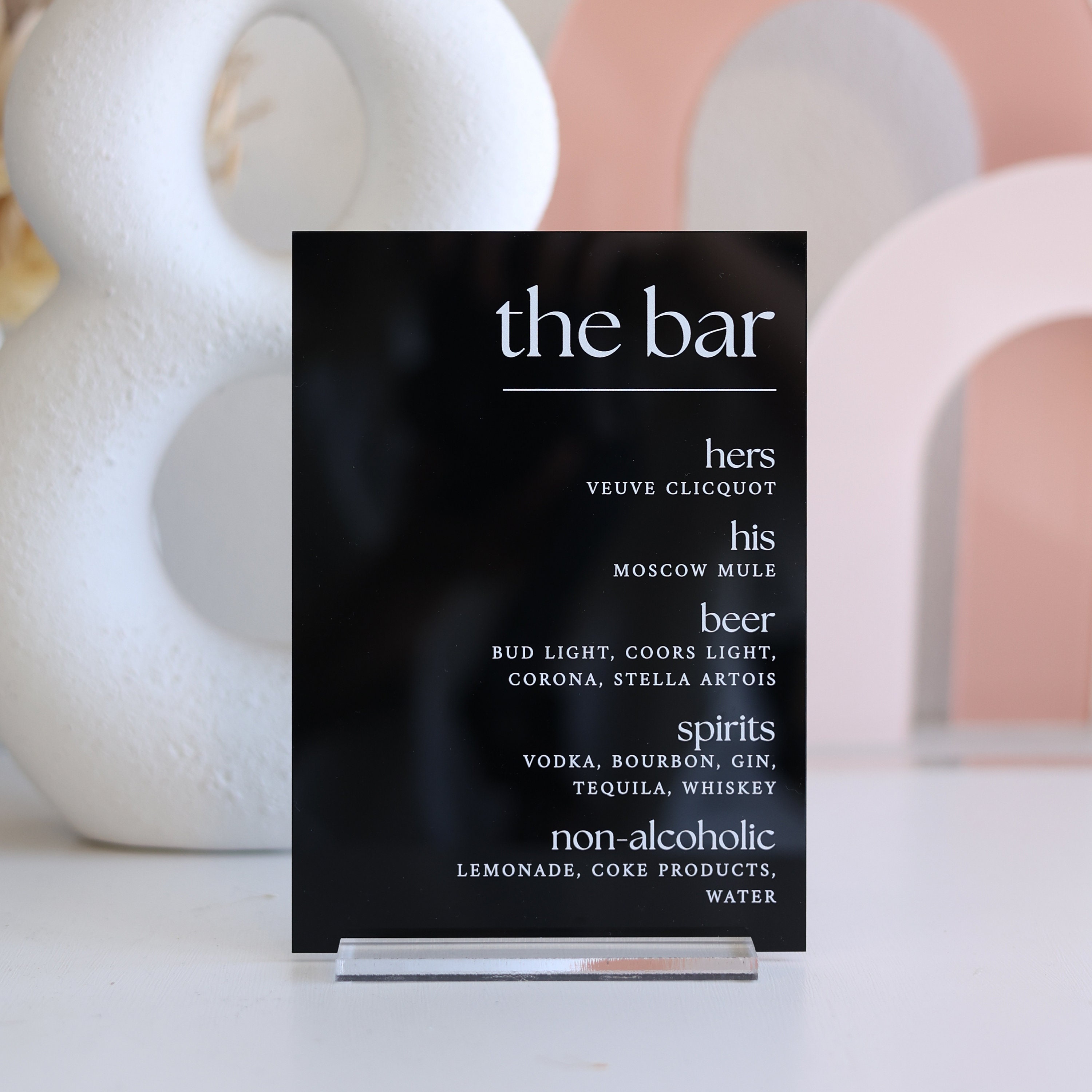Custom Acrylic Bar Menu Sign, Wedding Bar Menu Sign, Drink Menu Wedding ...