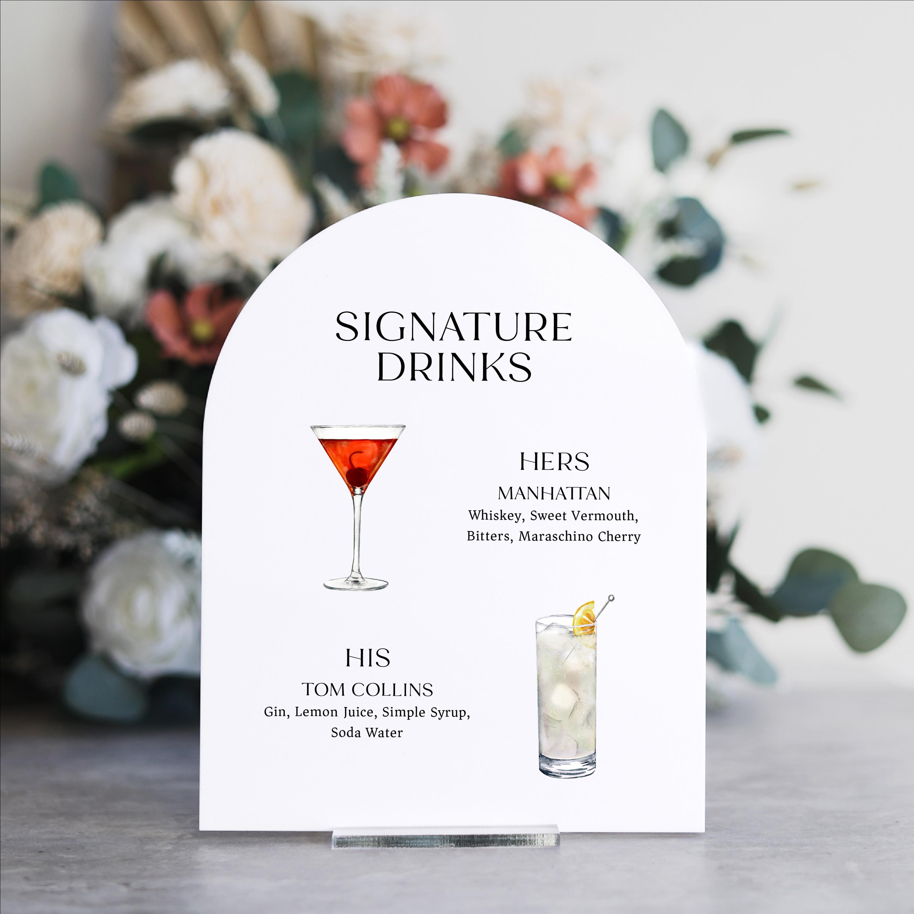 Signature Drink Bar Menu Sign | Personalized Drinks | Custom Acrylic ...