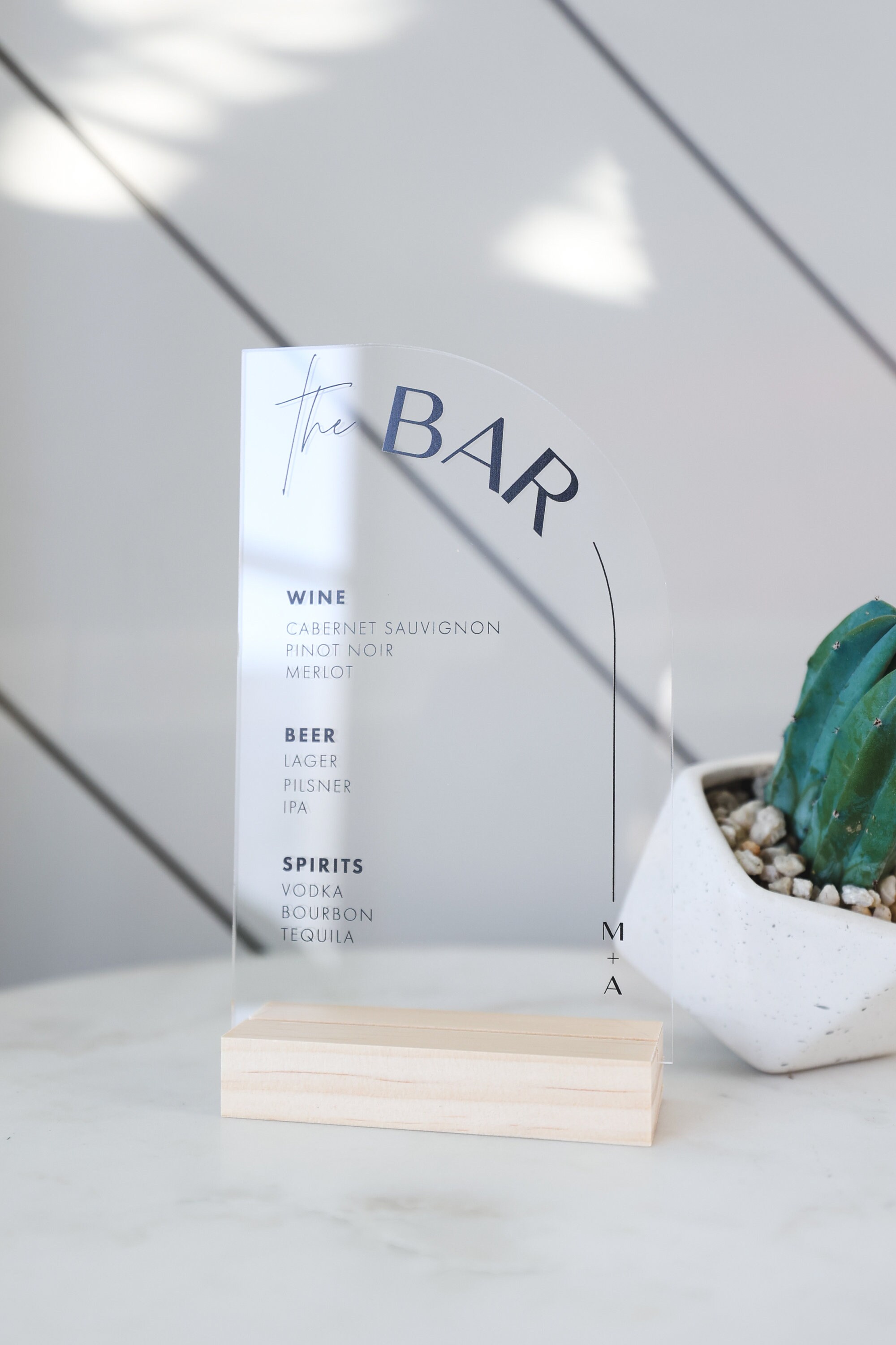 Bar Menu Sign Half Arch Sign With Initials Personalized - Etsy