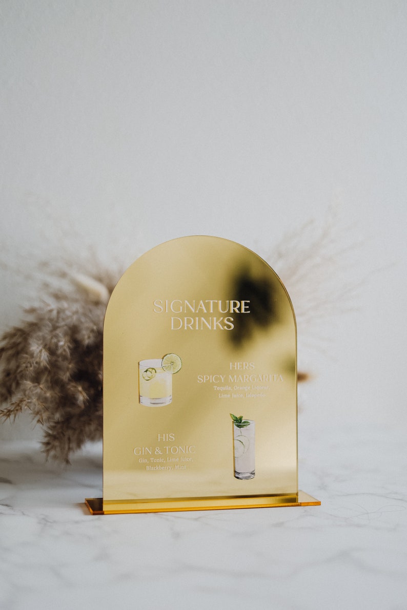 Signature Drink Bar Menu Sign | Personalized Drinks | Custom Acrylic ...