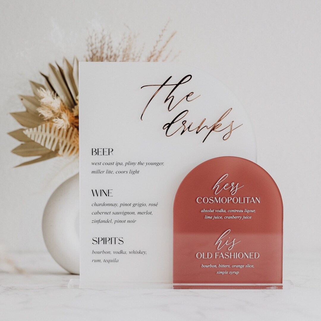 Double Arch 3D Bar Menu Sign Personalized Drinks Custom - Etsy