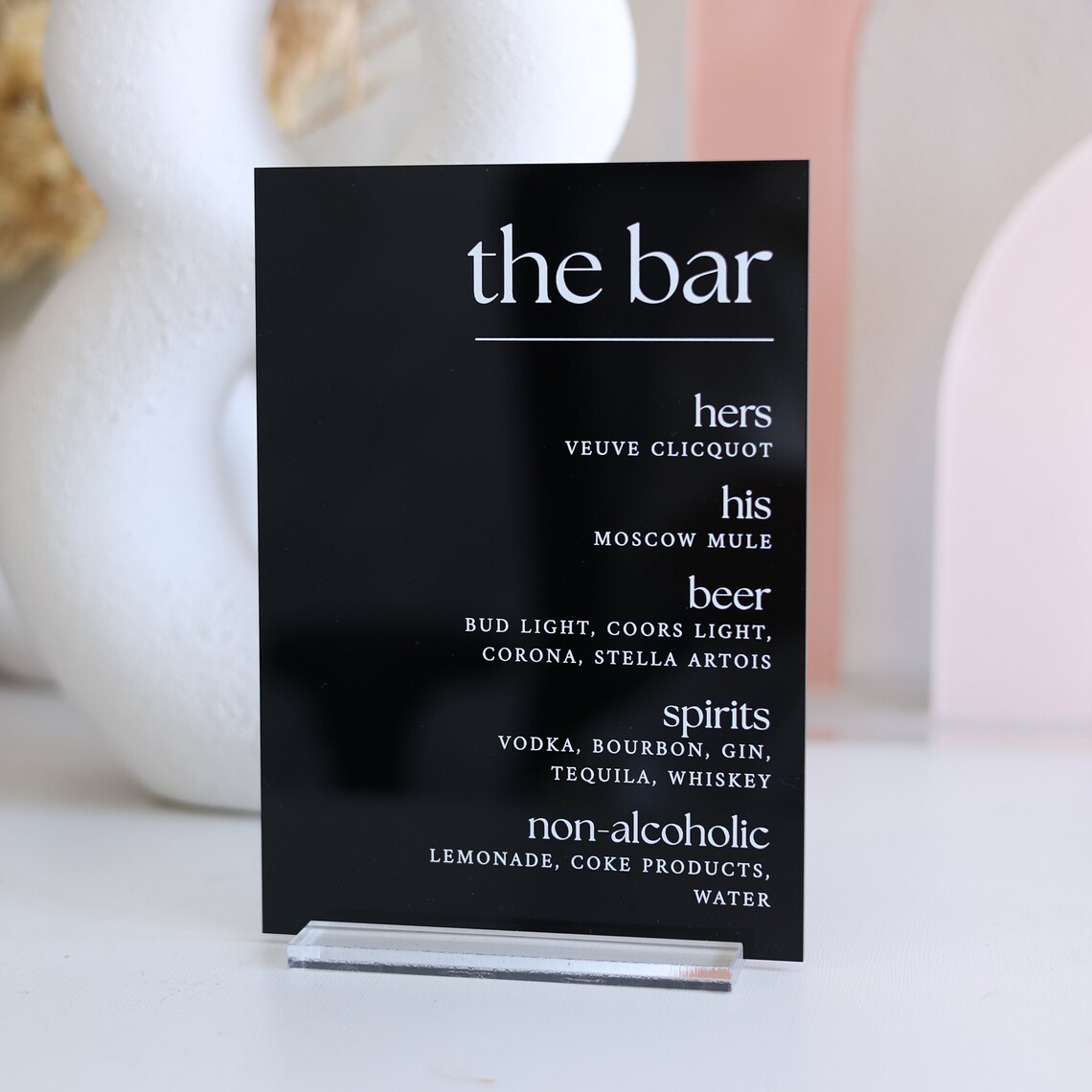 Custom Acrylic Bar Menu Sign, Wedding Bar Menu Sign, Drink Menu Wedding ...