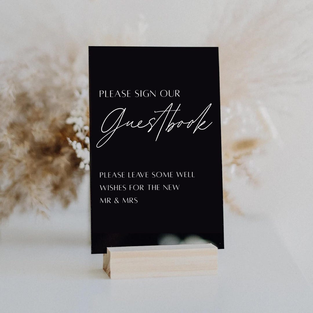Guestbook Table Sign | Please Sign Our Guestbook Sign | Modern Acrylic ...